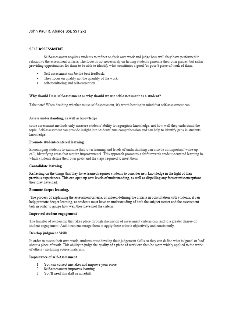 Writtten Report - John Paul Abalos BSE SST 2-1 | PDF | Educational ...
