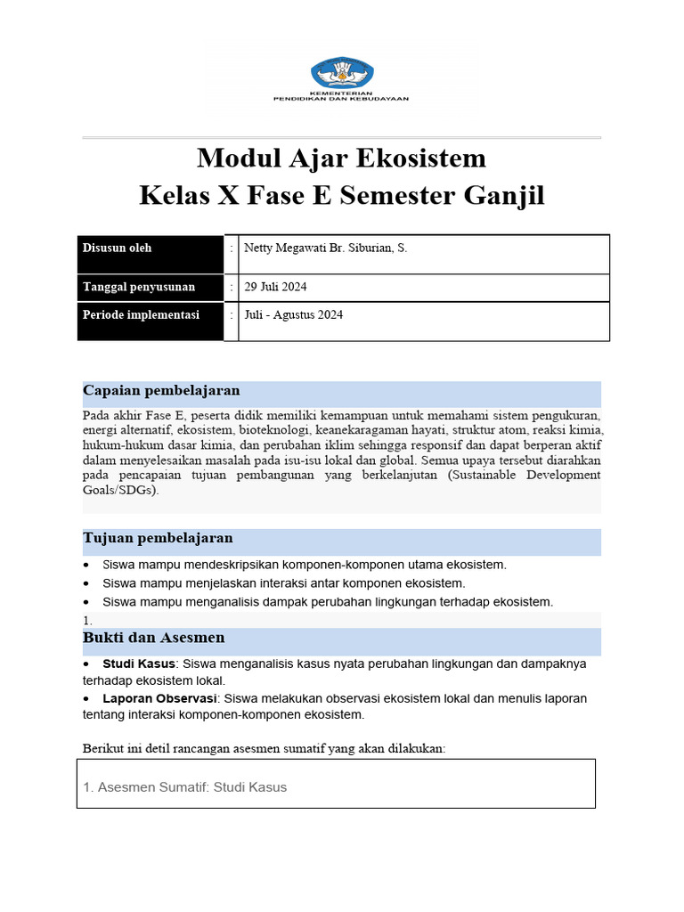 Modul Ajar Ekosistem - Netty | PDF