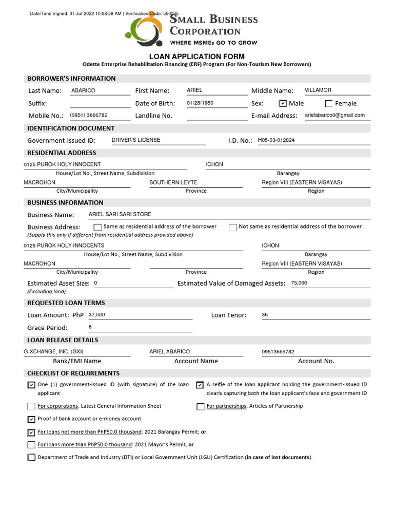 Loan Application and Signature Card | PDF | Identity Document | Loans