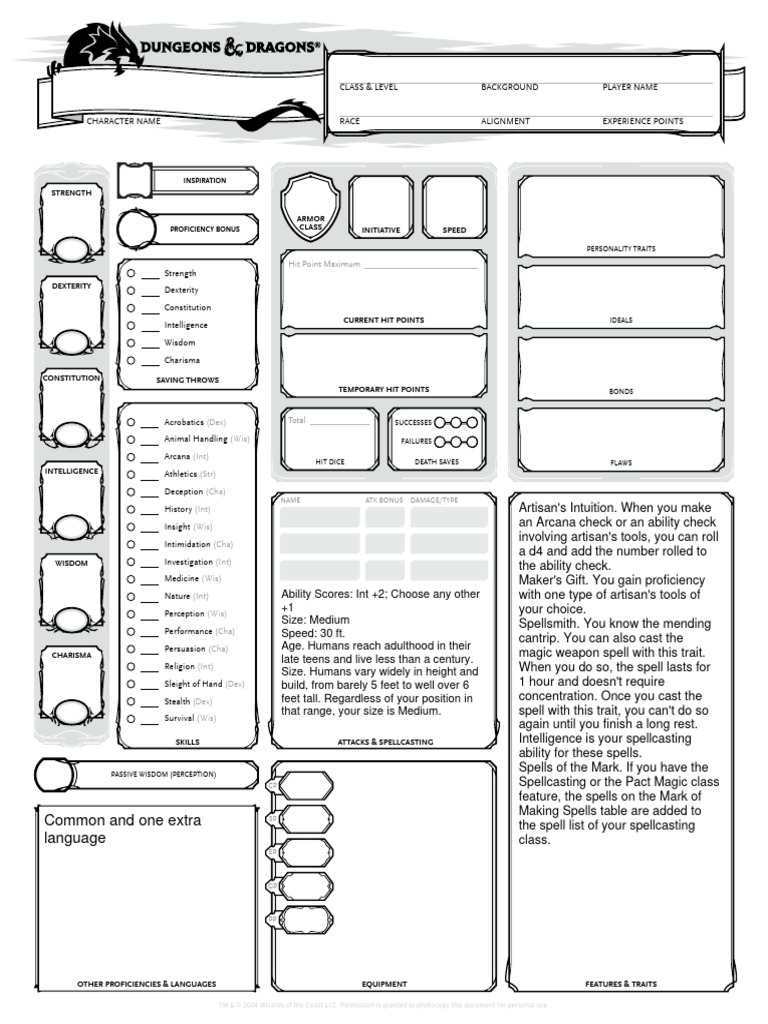 Human (Mark of Making) SPELL | PDF | Gary Gygax Games | D20 System