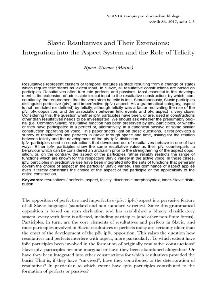 Slavic Resultatives and Their Extensions | PDF | Perfect (Grammar) | Verb