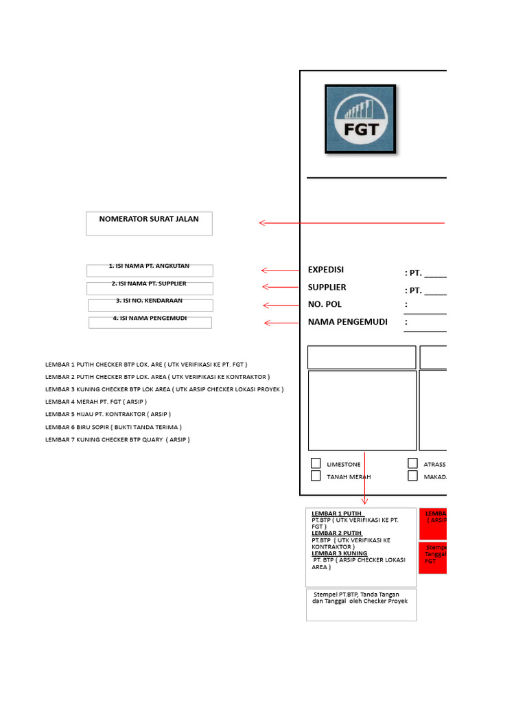 Draft Surat Jalan Proyek PT - FGT | PDF