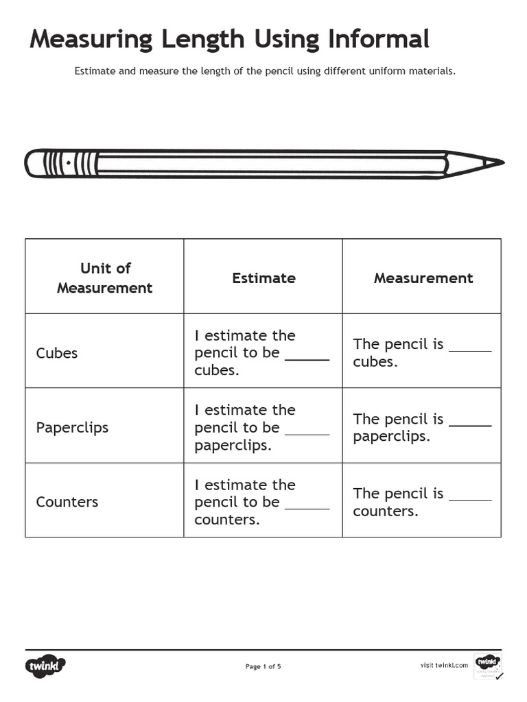Measuring Length Using Informal Units Activity Sheets English | PDF ...
