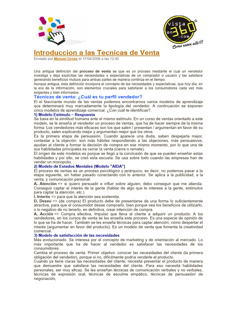 Técnicas Efectivas de Venta y Modelos | PDF | Cognición | Comunicación ...