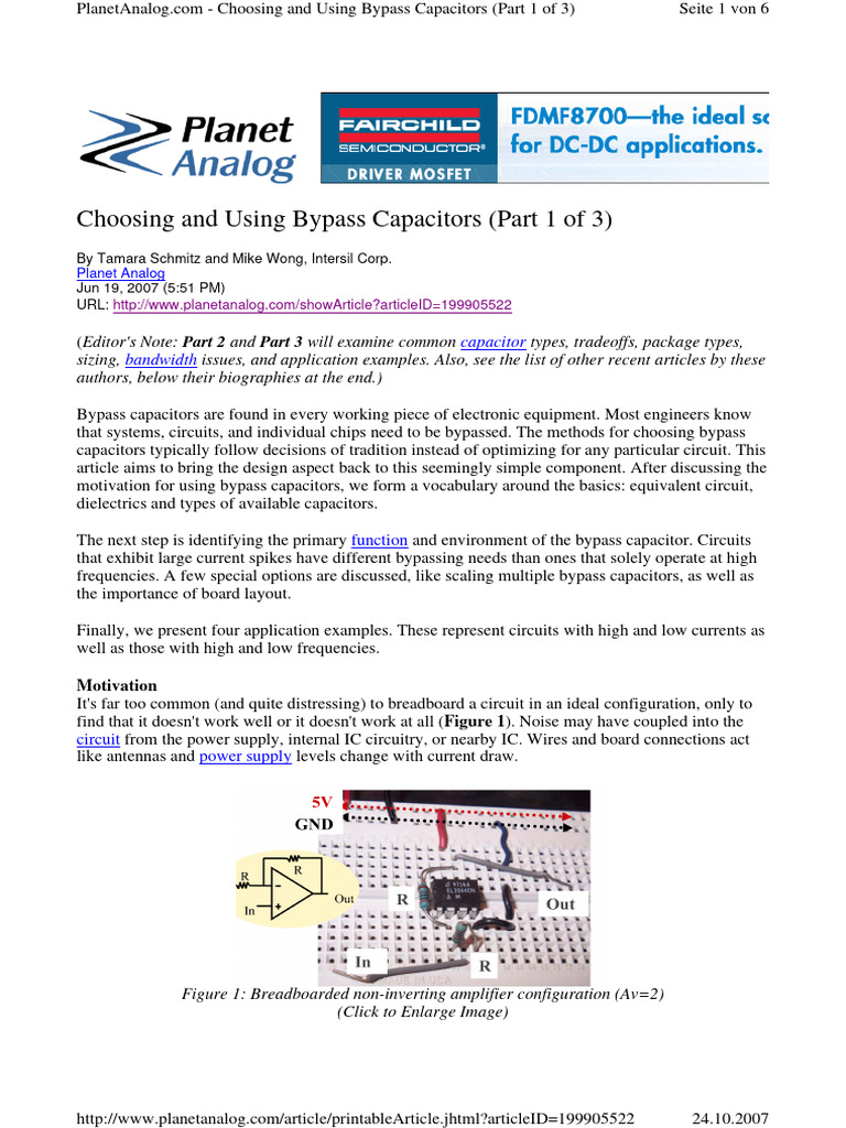 Bypass Capacitor | PDF | Capacitor | Amplifier