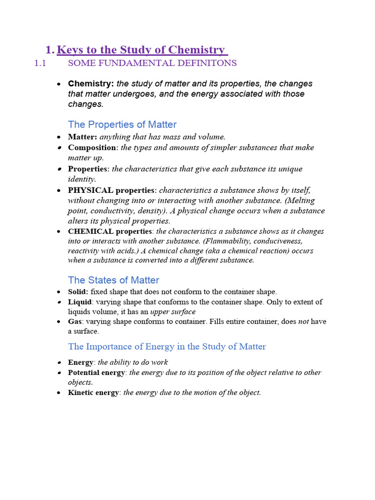 Chemistry Notes Chapter 1 | PDF | Chemistry | Temperature