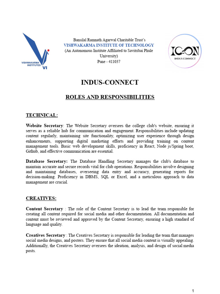 Roles and Responsibilities | PDF | Databases | Information Technology