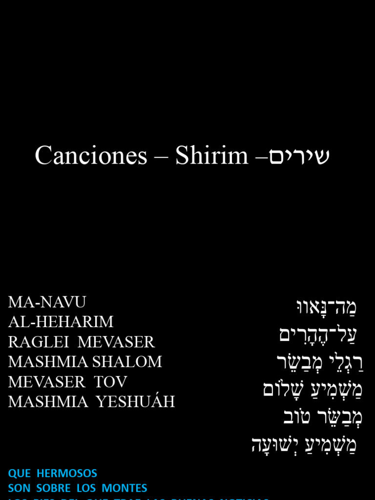 Canciones - Shirim -שירים | PDF | Concepciones de dios | Lenguas de Israel