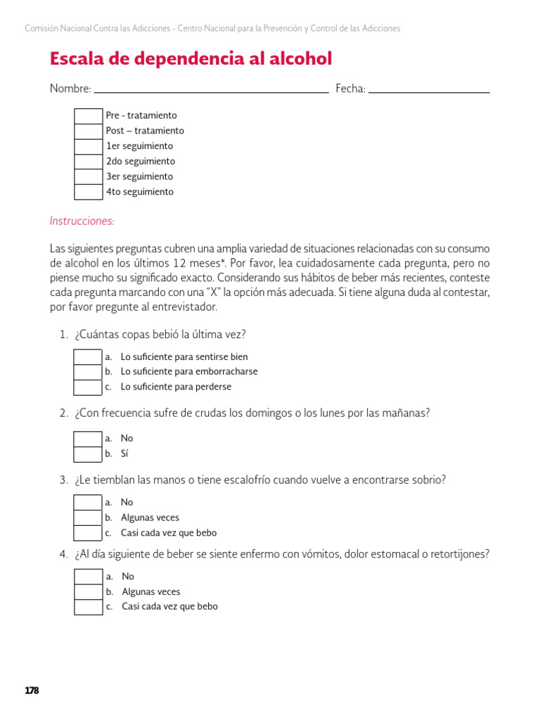 Escala Dependencia Alcohol | PDF | Cocina, comidas y vino