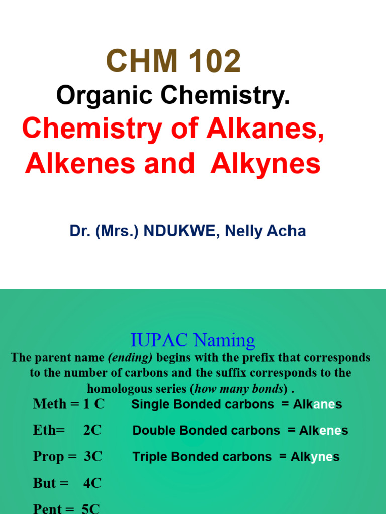 CHEM 102 Alkanes, Alkenes & Alkynes | PDF | Alkene | Alkane