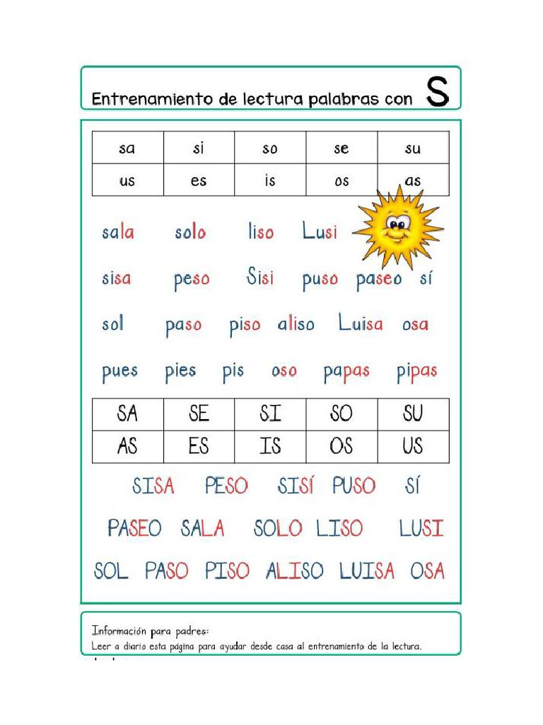 Lectura Letra S | PDF