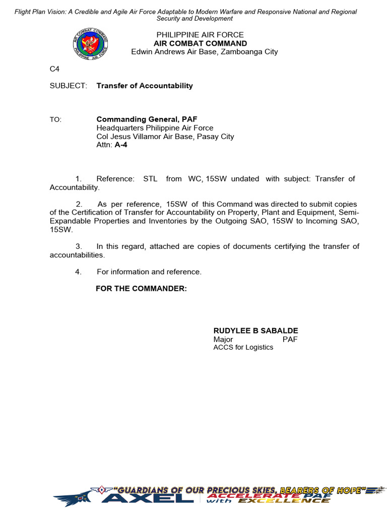 Transfer of Accountability | PDF | Military Aviation | Aviation