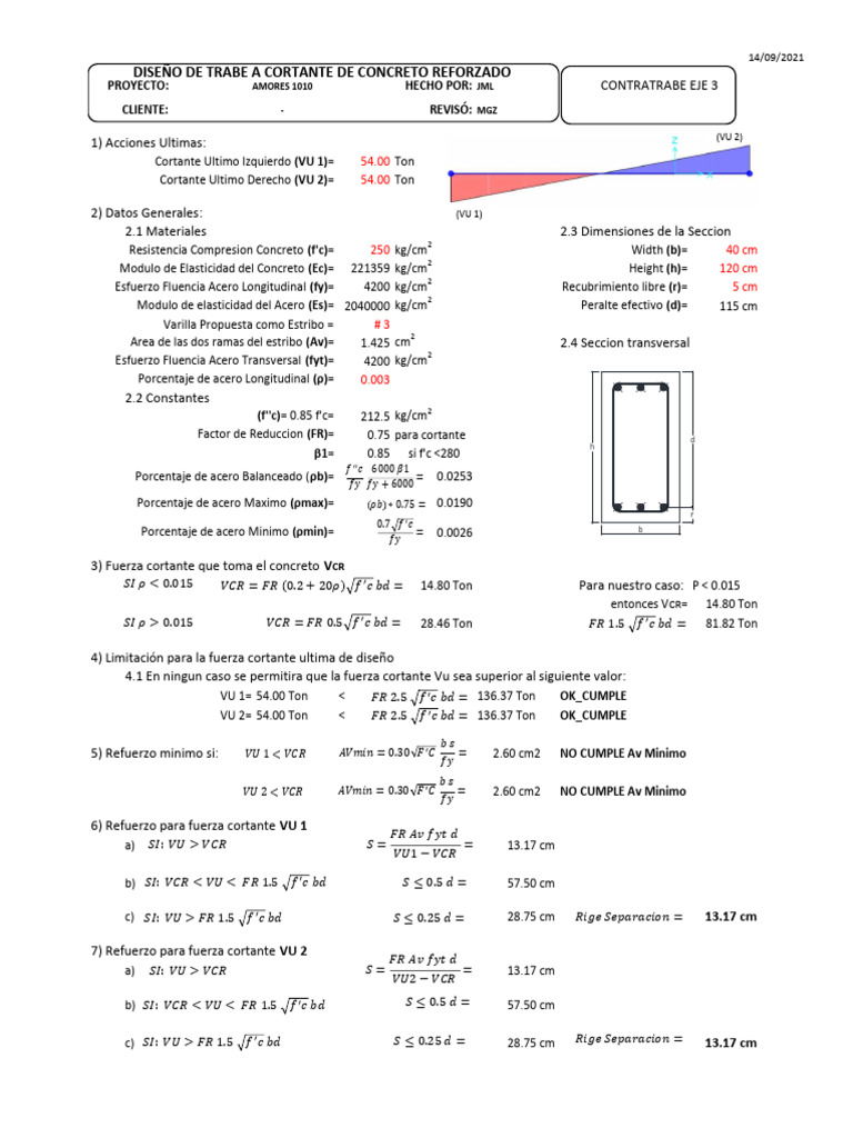 Contratrabe Eje 3 Cortante | PDF | Ciencia de los Materiales ...