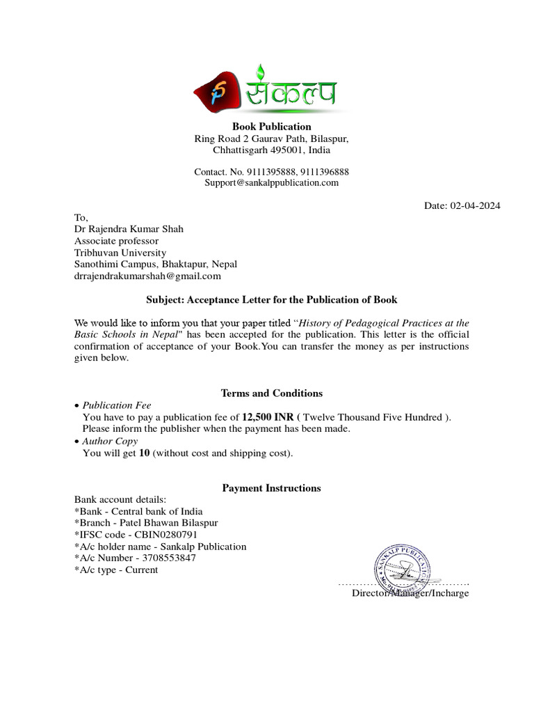 Sample Letter Sankalp | PDF