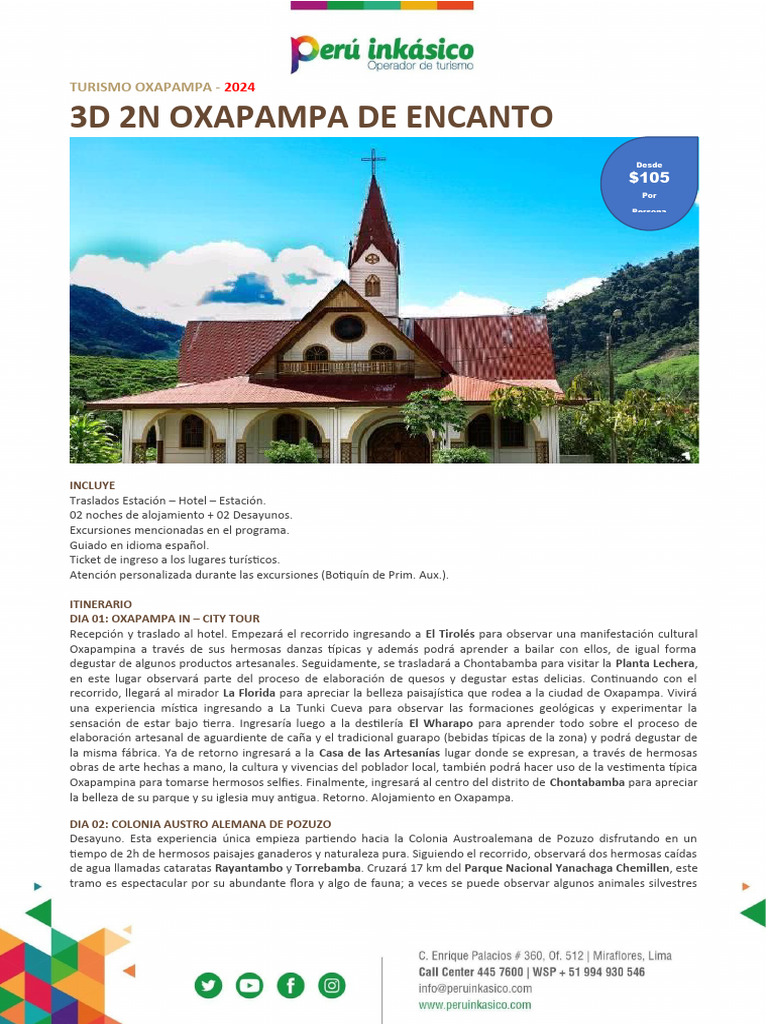 3D 2N Oxapampa de Encanto | PDF