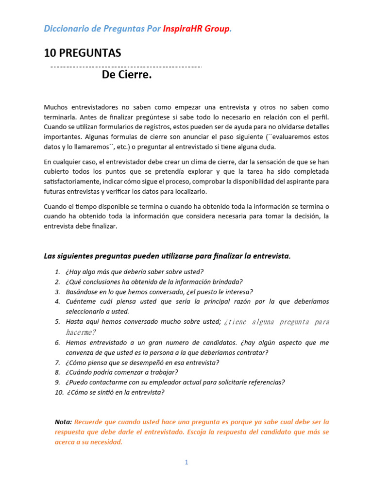 10 Preguntas de Cierre | PDF | Cliente | Comportamiento