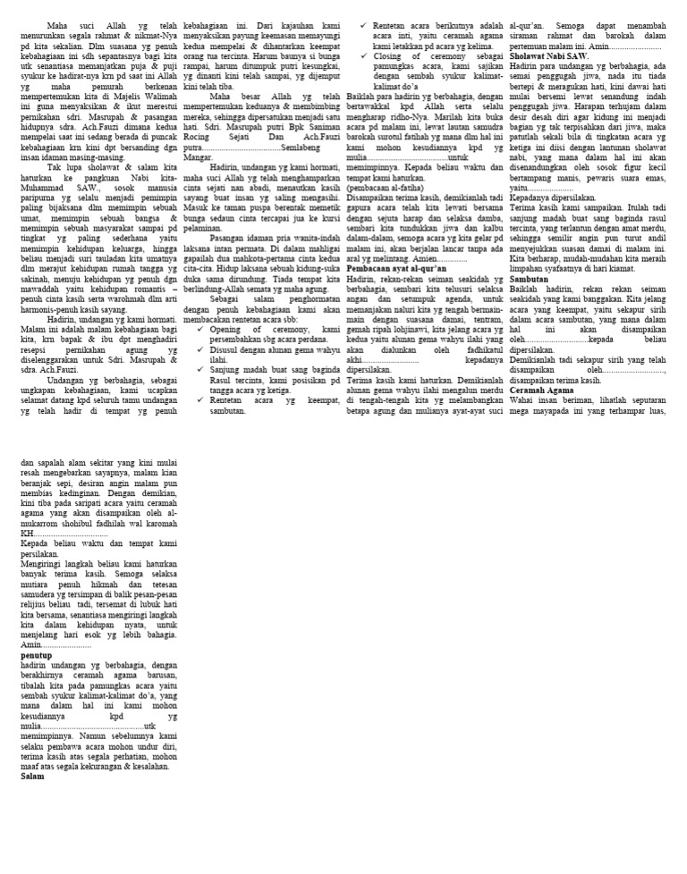 Teks MC Nikah - 065947 | PDF | Kajian Bahasa Asing | Agama & Spiritualitas