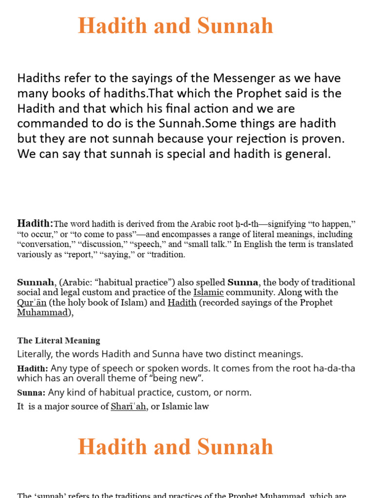 Hadith and Sunnah | PDF | Hadith | Religious Belief And Doctrine