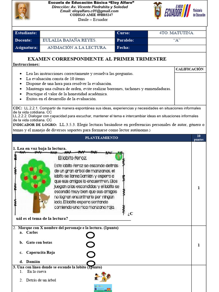 Animación A La Lectura. Primer Trimestre. | PDF | Aprendizaje