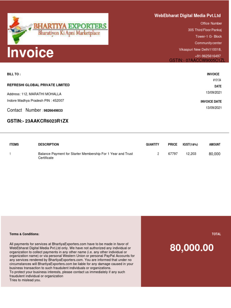 Tax Invoice #10134 | PDF | Invoice | Payments