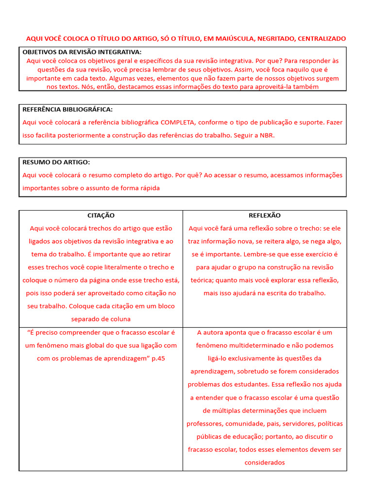 Modelo de Fichamento | PDF | Abstract (resumo) | Citação