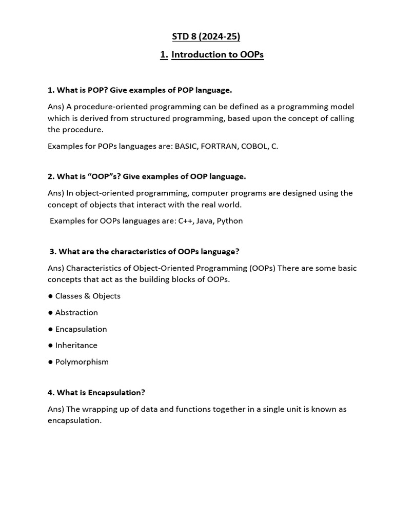 Class 8 Ch1 Notes Latest Pdf Object Oriented Programming Class Computer Programming 