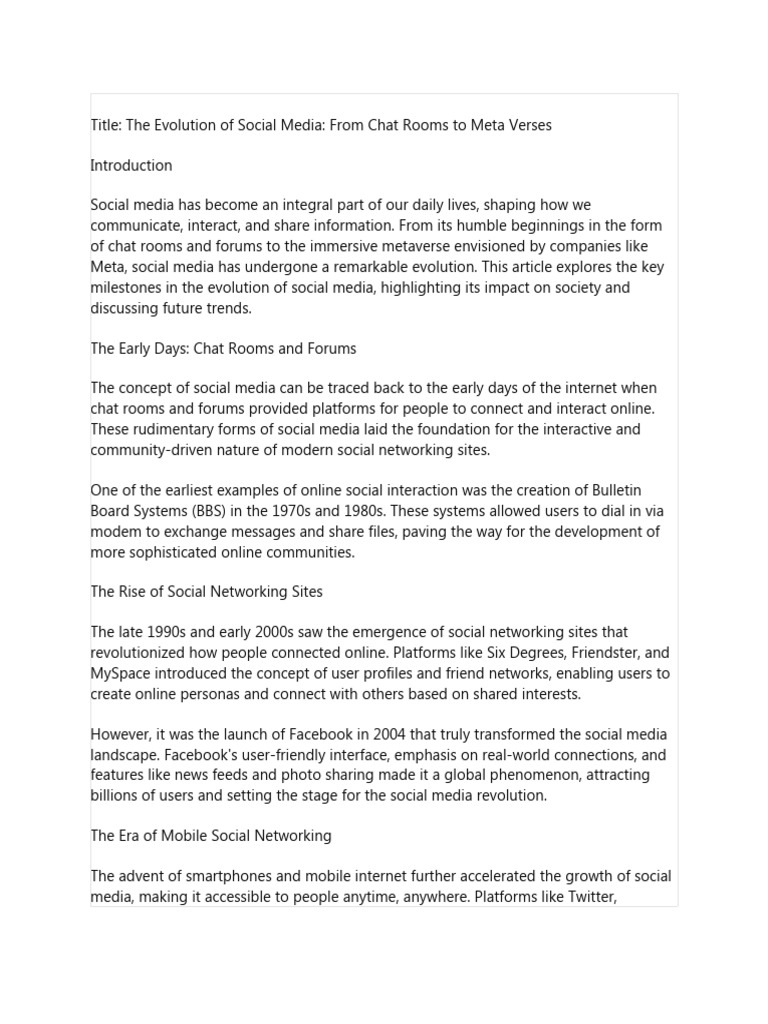 The Evolution Of Social Media Pdf Popular Culture Media Studies