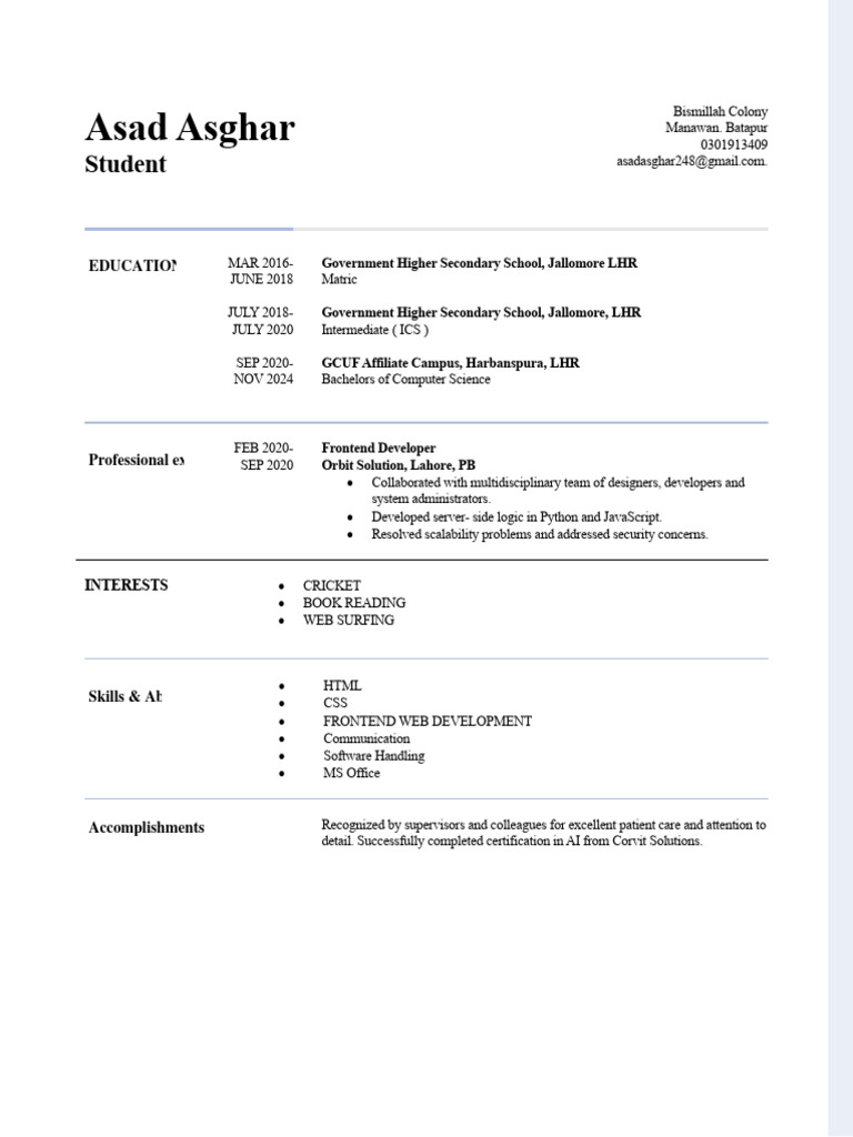 Asad CV | PDF