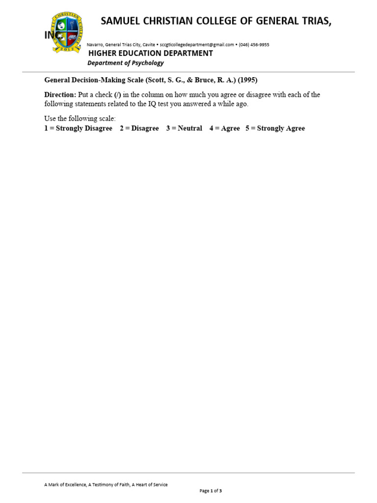 Likert Scale Questionnaire Pdf Decision Making Neuroscience 5393