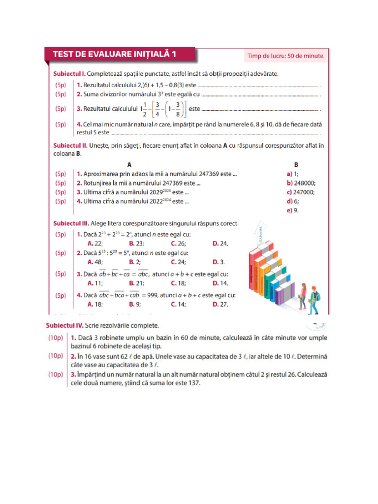 Test Initial Cls A6a +fractii Zecimale | PDF