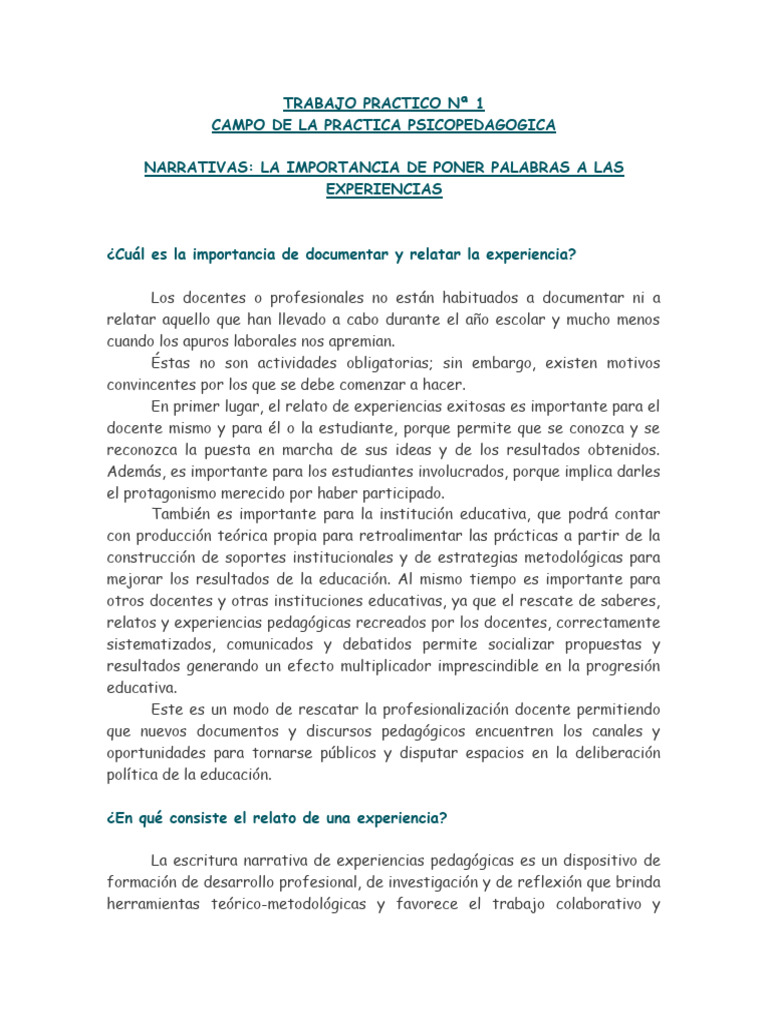 Narra Tiva | PDF | Enseñando | Aprendizaje