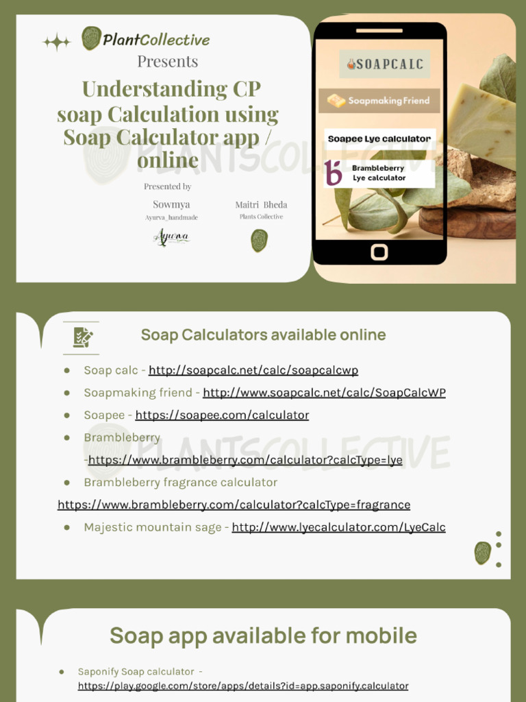 Understanding CP Soap Calculation Using Soap Calculator App - Online | PDF