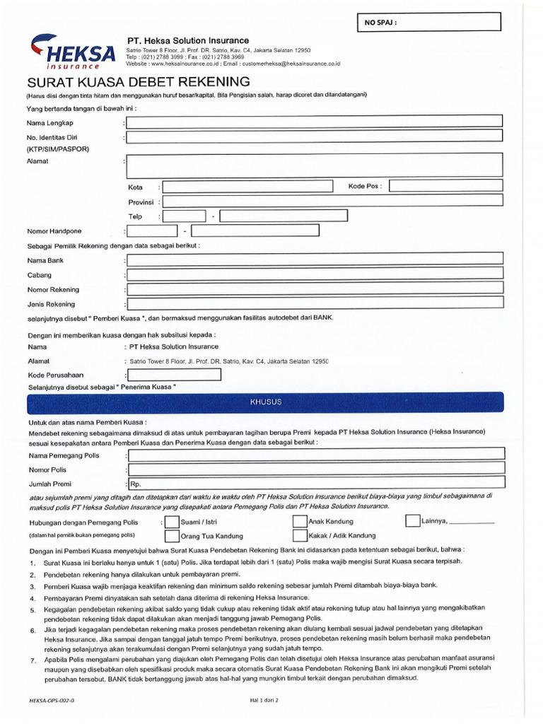 Form SKDR (MANDIRI) | PDF