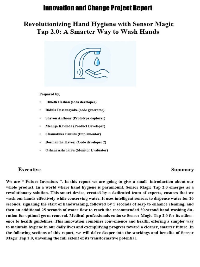 Innovation Report | PDF | Hand Washing | Usability