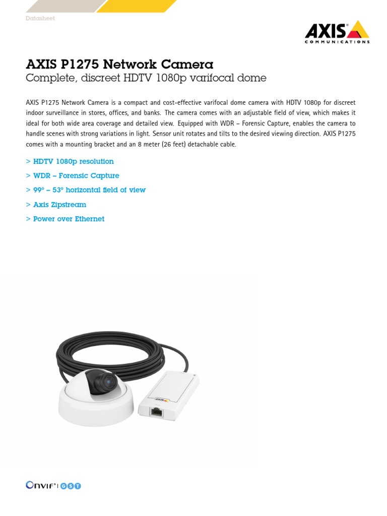 Datasheet Axis p1275 Network Camera en US 333171 | PDF | Camera | File Transfer Protocol