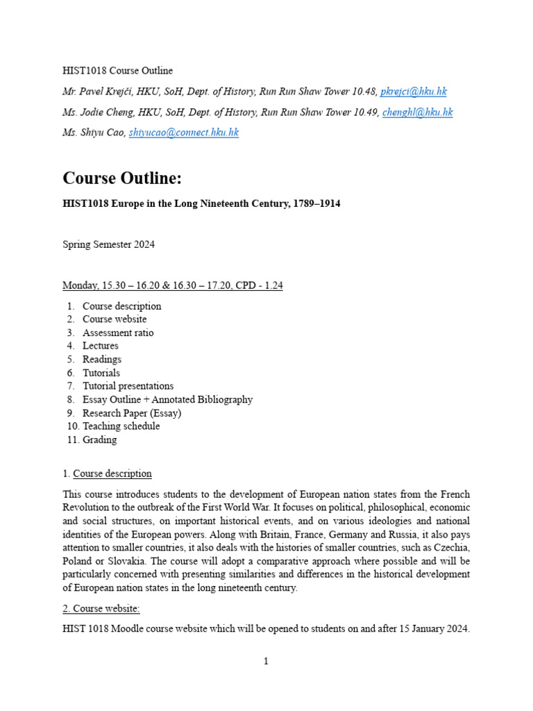 HIST1018 Course Outline | PDF | Essays | Citation