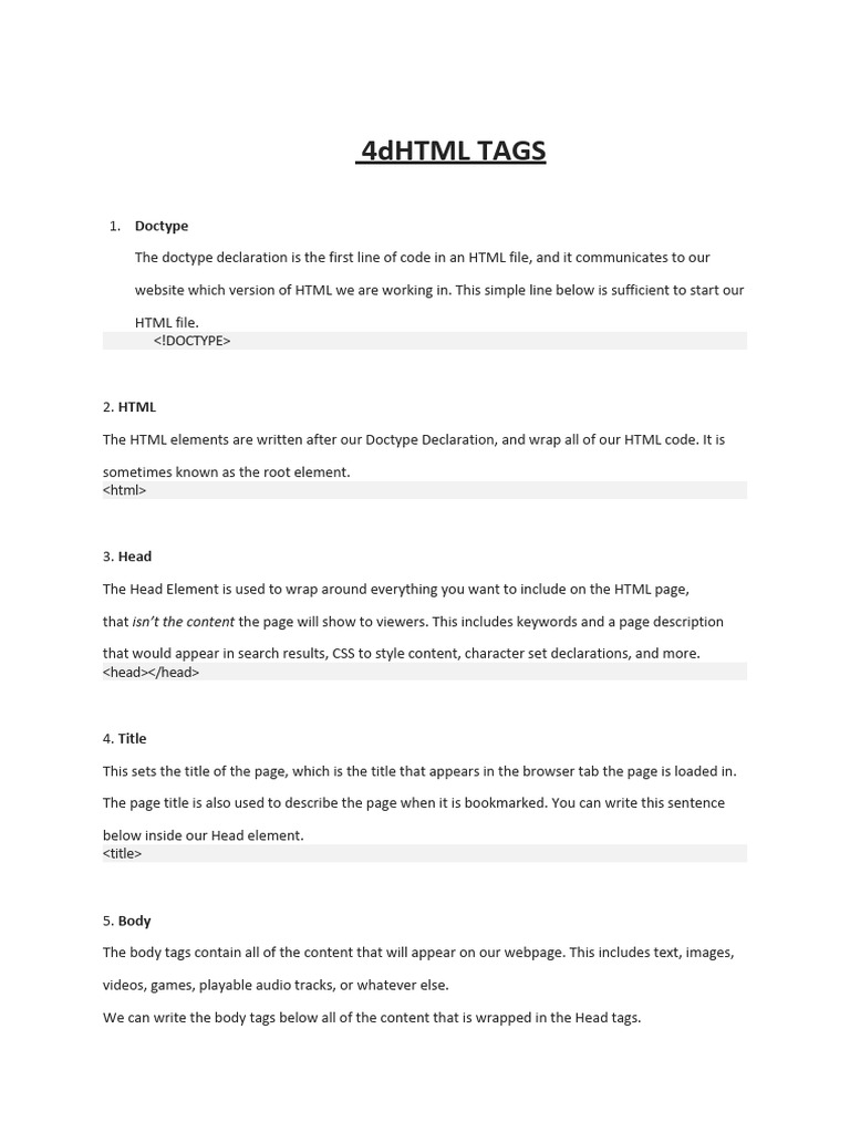 HTML Tags | PDF | Html Element | Html