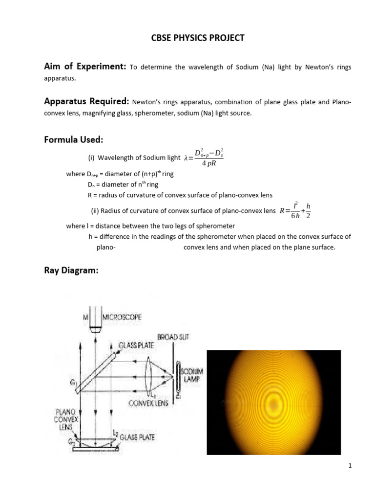 Project On Newton's Rings Experiment | PDF | Optics | Electromagnetic Radiation