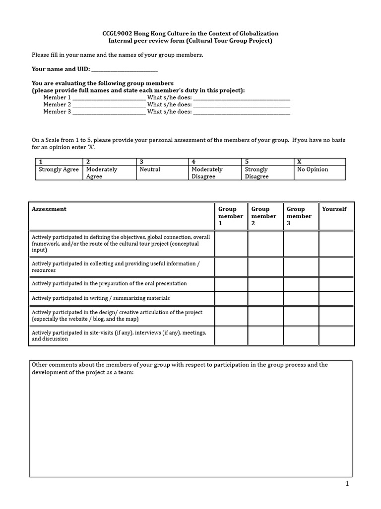 Peer Review for Cultural Tour Project | PDF
