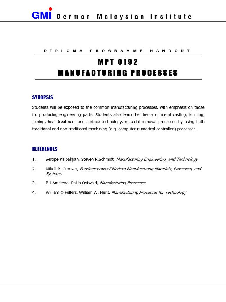 MPT Handout | PDF | Casting | Composite Material
