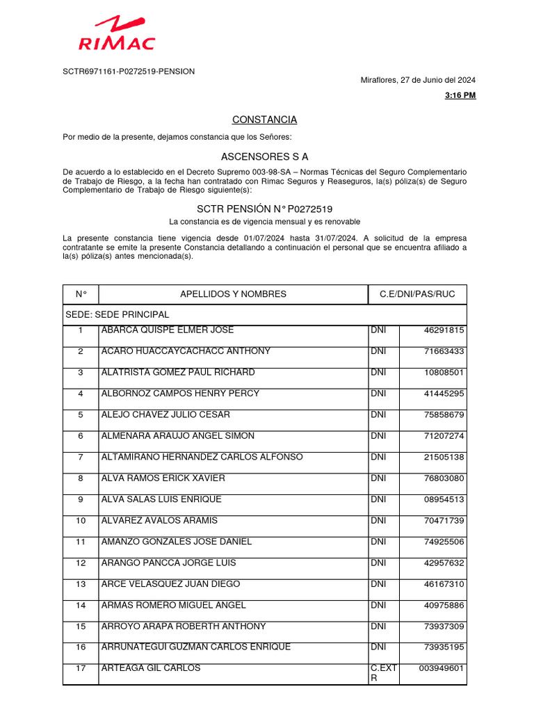 SCTR JUL 2024 Pension ASC | PDF | Servicios financieros | Seguro