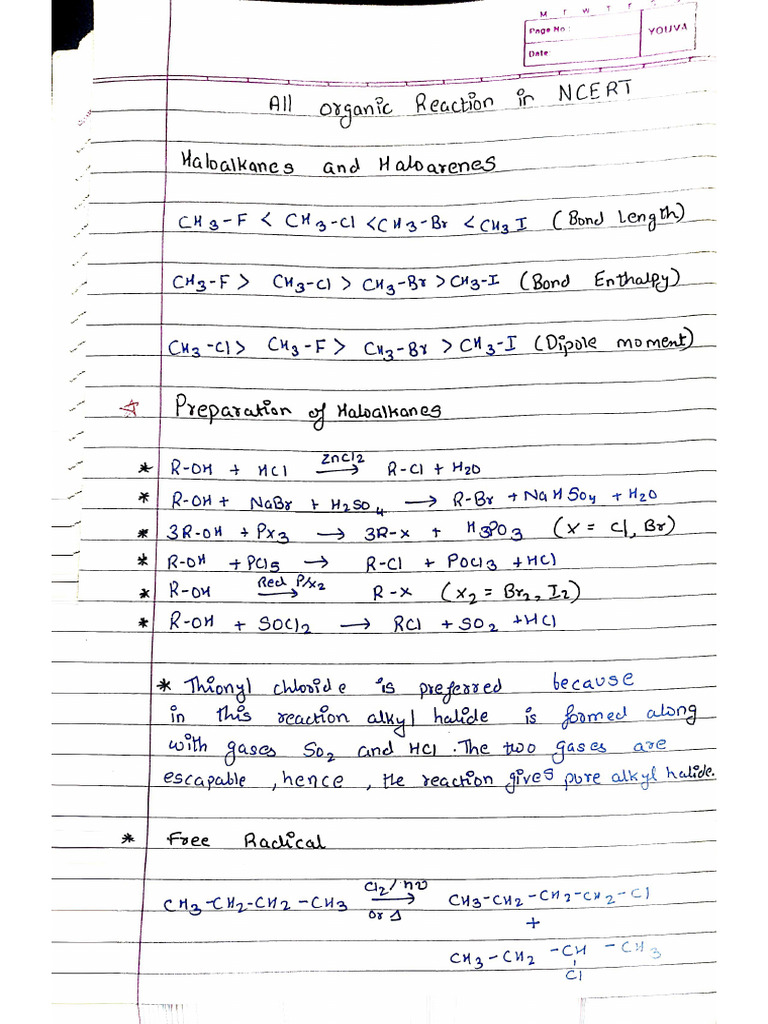 NCERT ORGANIC RXN | PDF