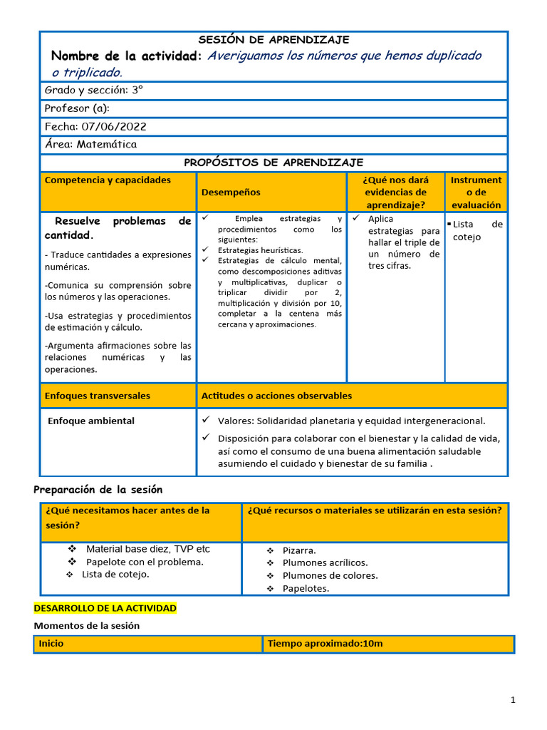 Sesion 07de Junio - Averiguamos El Triple y El Doble | PDF ...