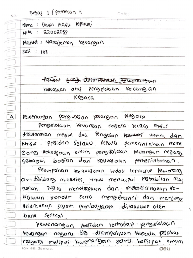 Davin Malik Alfaruqi (22002083) - Tugas Pertemuan 4 Manajemen Keuangan | PDF
