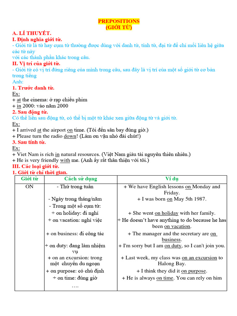 Prepositions (Gi I T ) | PDF