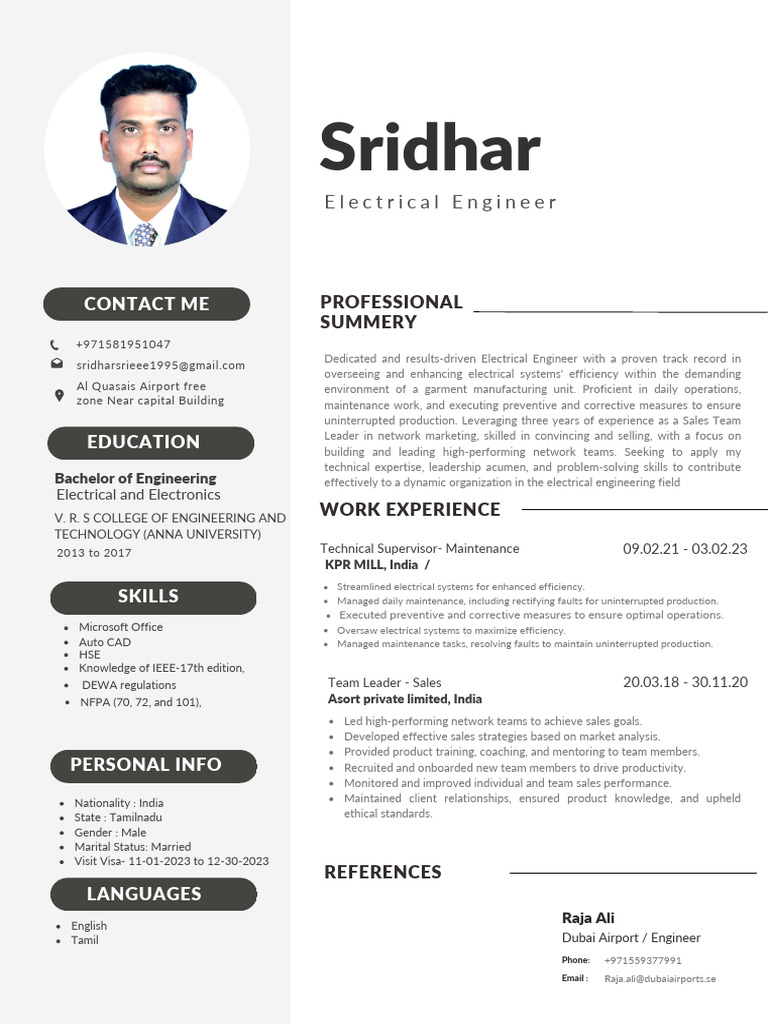CV Resume Sridhar | PDF | Sales | Engineering