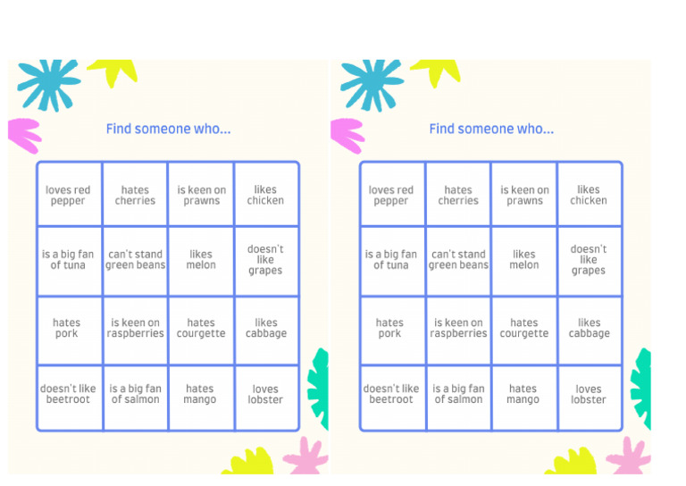 Find Someone Who - Food | PDF