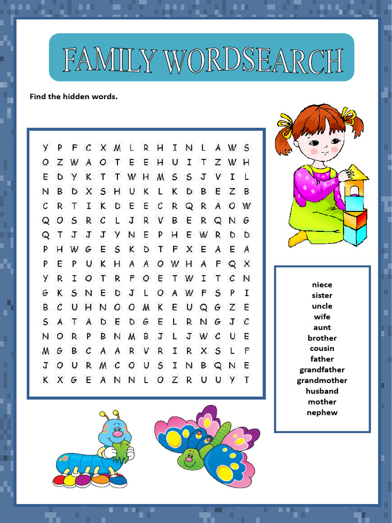 Hidden Family Words Puzzle | PDF