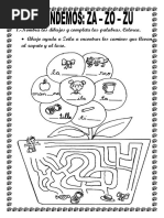 Aprendiendo A Leer 26 Za, Ze, Zi, Zo, Zu | PDF