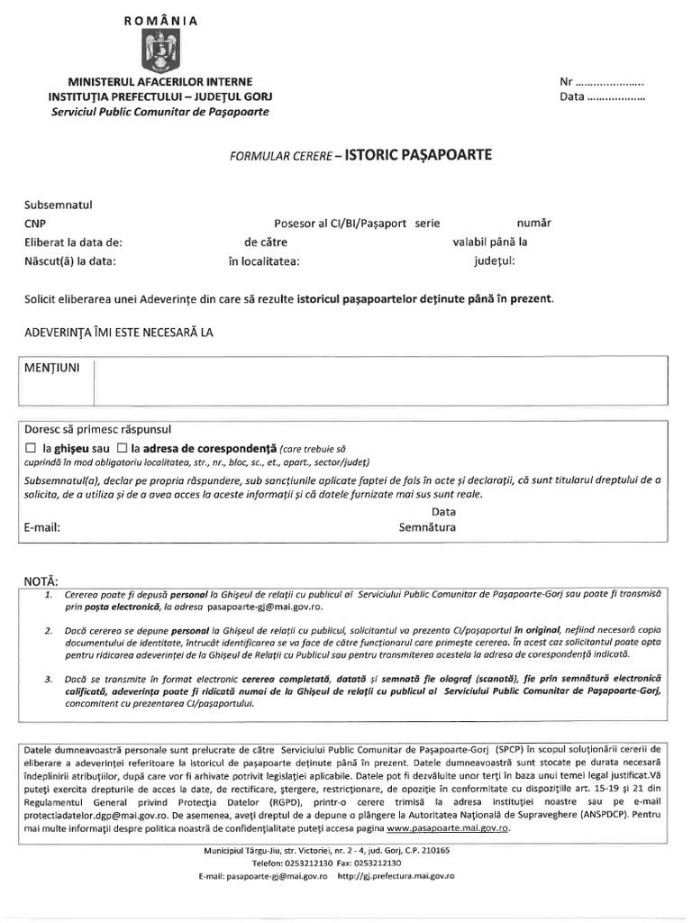 Form Istoric Pasap | PDF